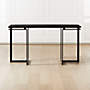 Fullerton Modern Black Metal Desk with Black Marble Top | CB2