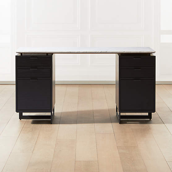 Connoisseur Ebonized Wood Desk with Drawers + Reviews | CB2 Canada