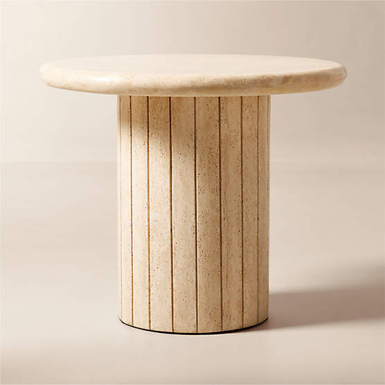 Enyo Modern Square Travertine Side Table + Reviews | CB2