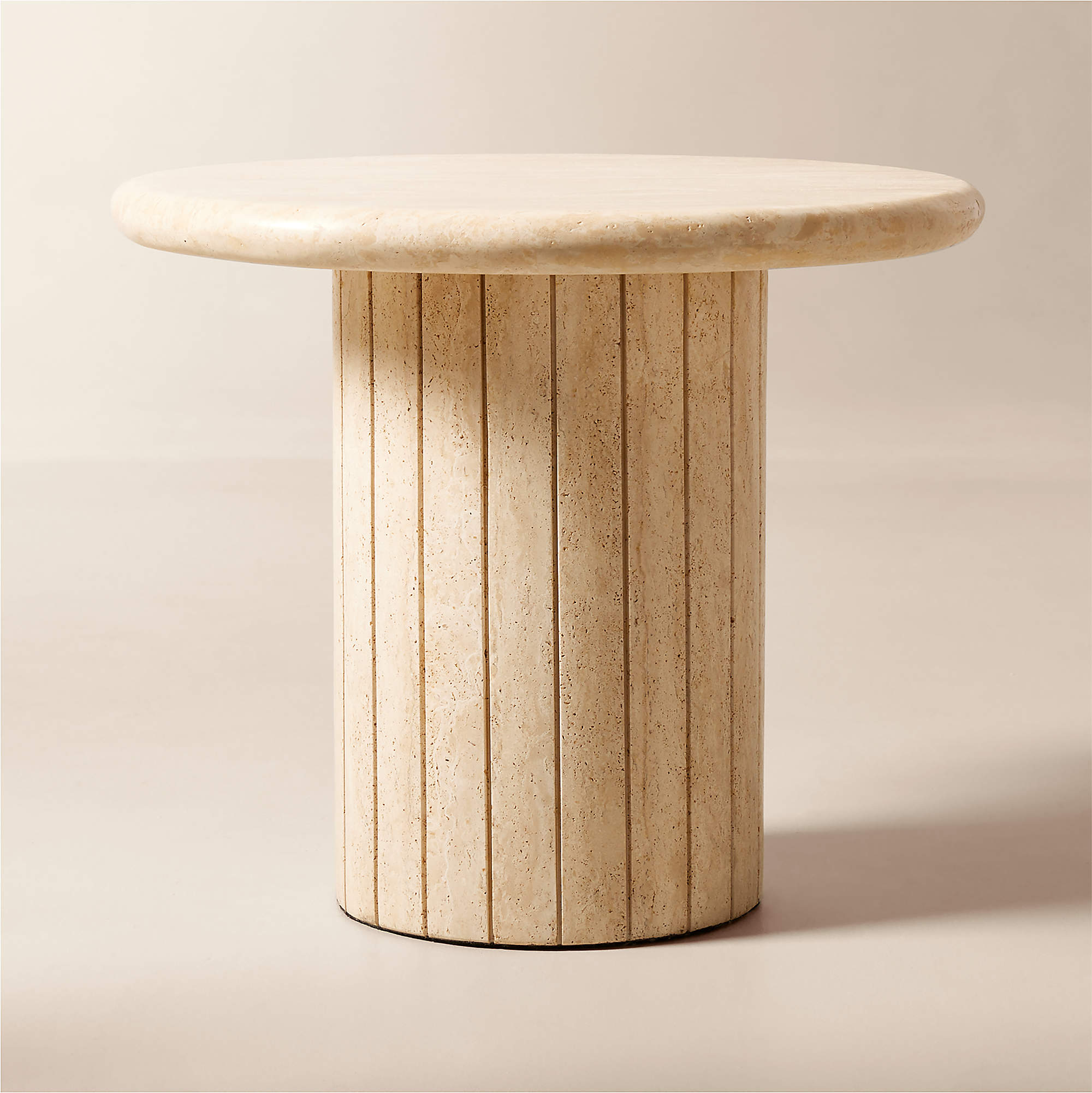 Fuoli Round Travertine Side Table | CB2
