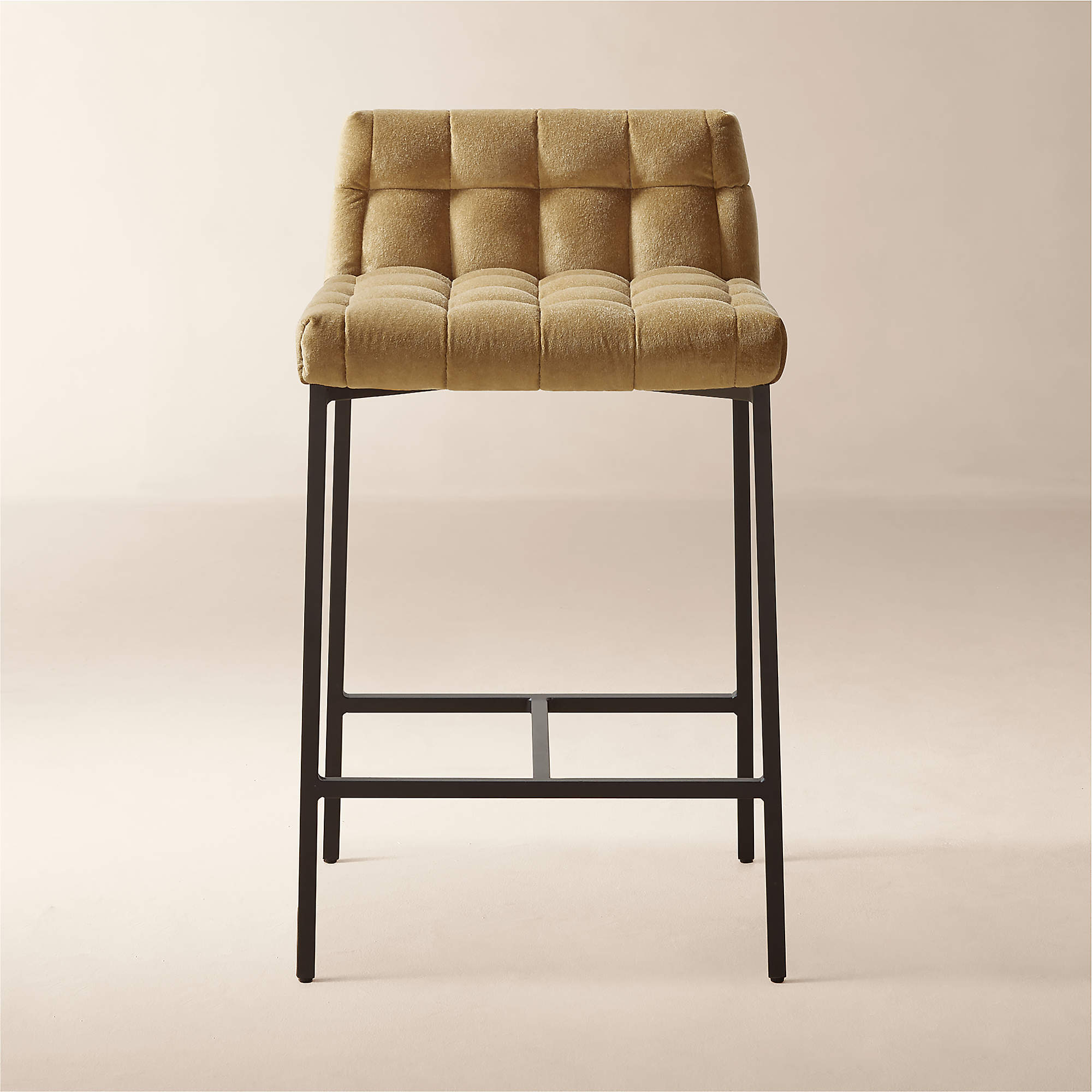 Gabe Gold Tufted Low-Back Counter Stool Set of 2 + Reviews | CB2 Canada