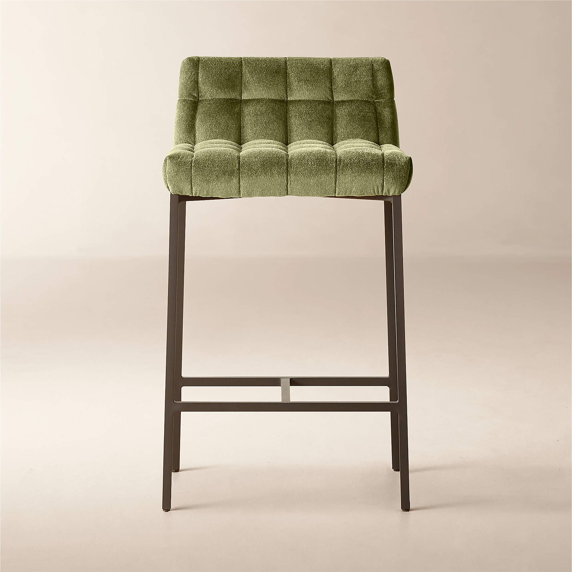 Gabe Modern Pesto Low-Back Tufted Counter Stool + Reviews | CB2 Canada