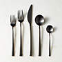 Galileo 5-Piece Brushed Black Flatware Set + Reviews | CB2