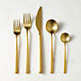 Galileo 5-Piece Brushed Gold Flatware Set + Reviews | CB2