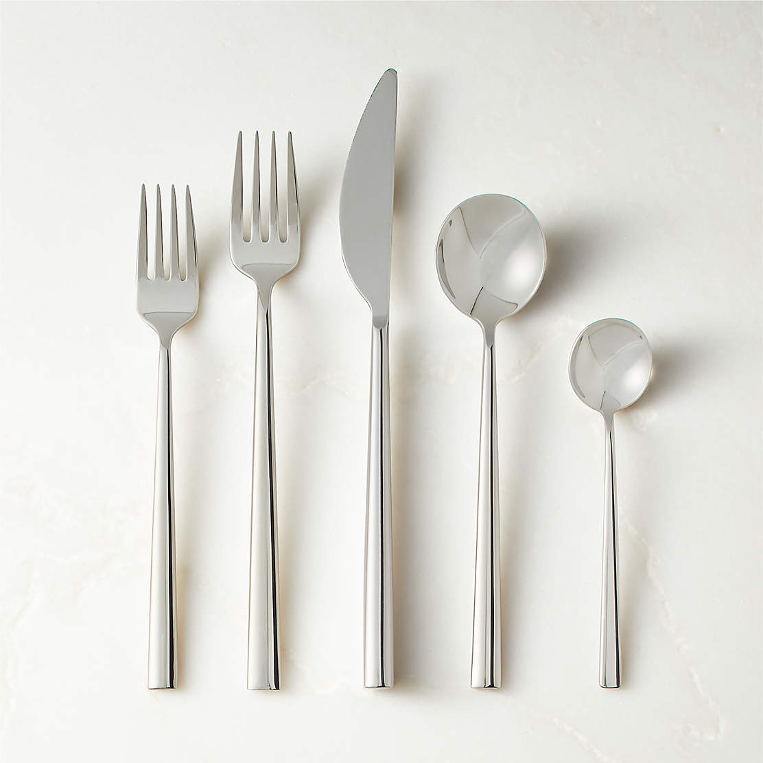20-Piece Pin Brushed Silver Flatware + Reviews | CB2