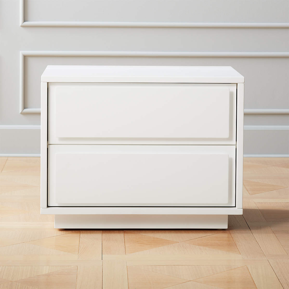 Gallery White 2-Drawer Nightstand + Reviews | CB2