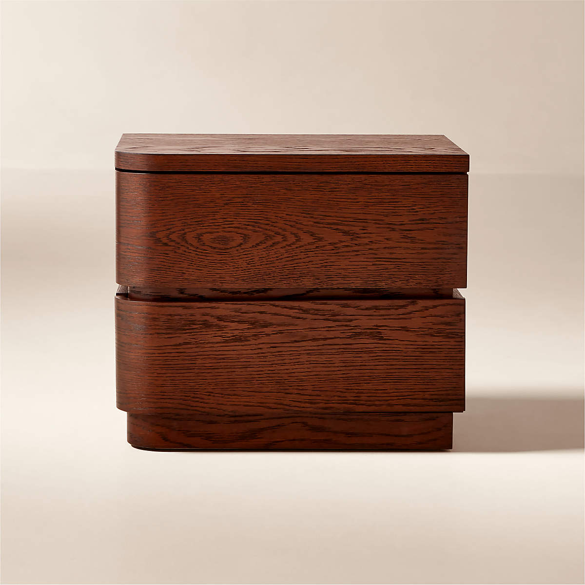 Gavin 2-Drawer Oak Wood Nightstand Left + Reviews | CB2