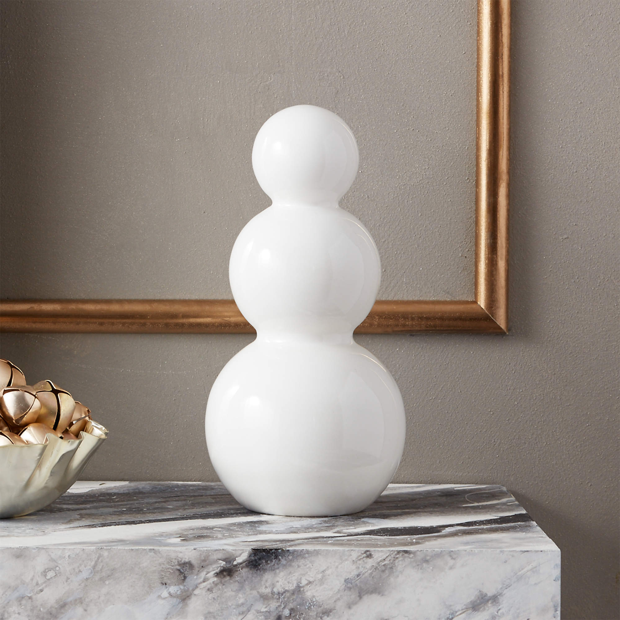 White Glass Holiday Snowman | CB2