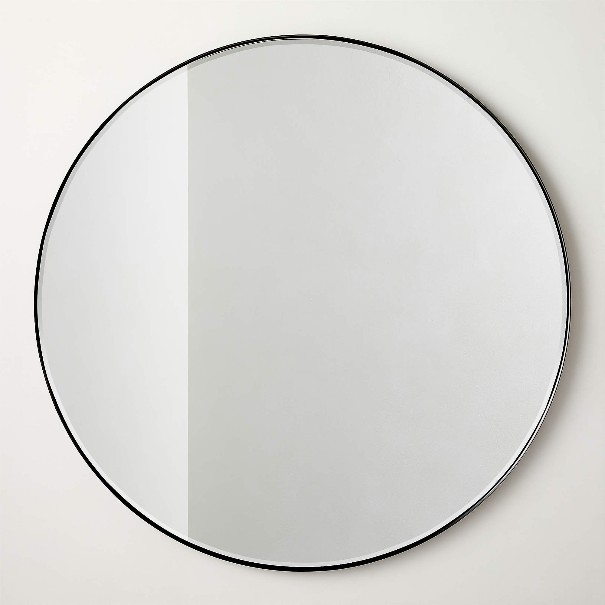Graduate Beveled Black Round Wall Mirror 48" + Reviews | CB2