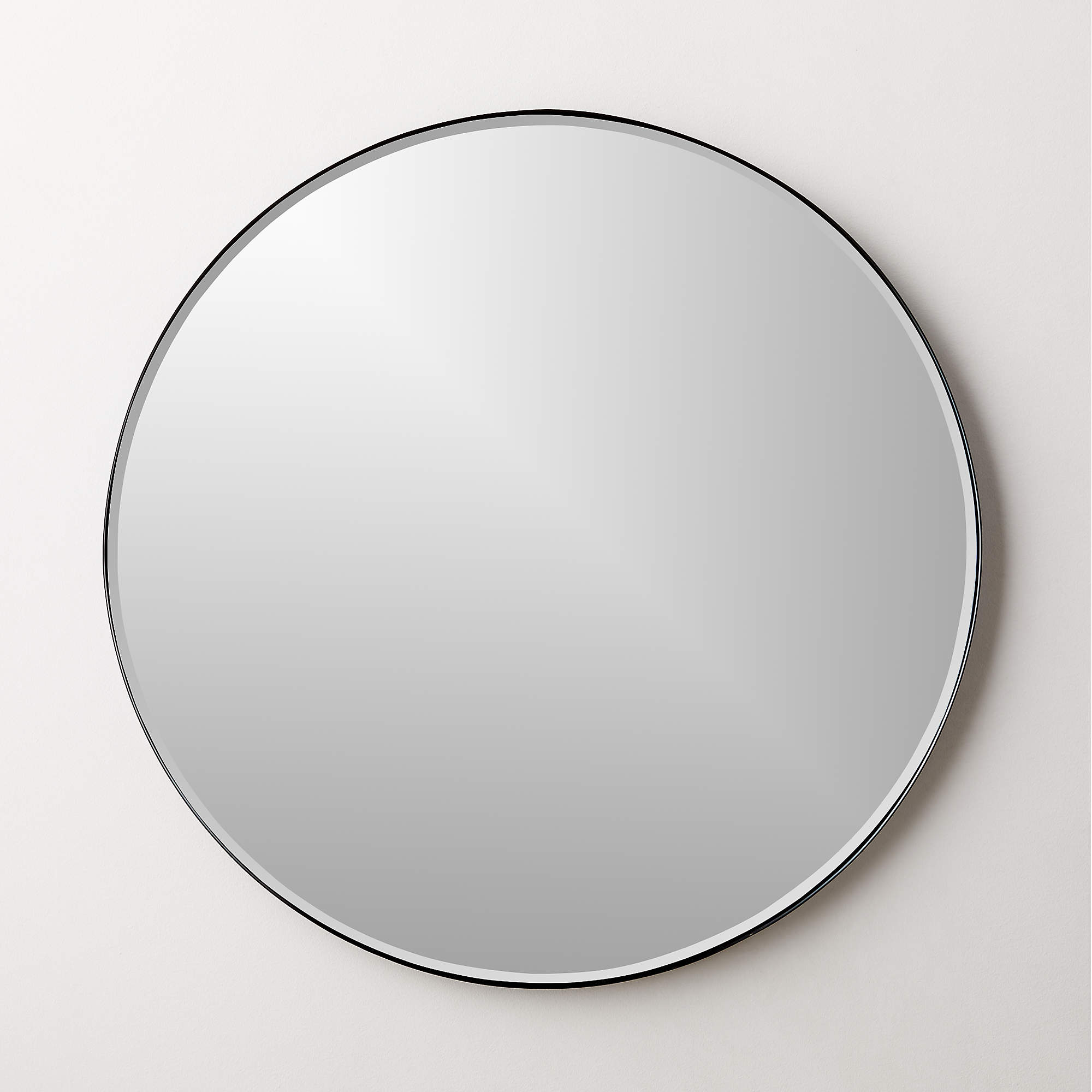 Graduate Beveled Black Round Wall Mirror 36" + Reviews | CB2