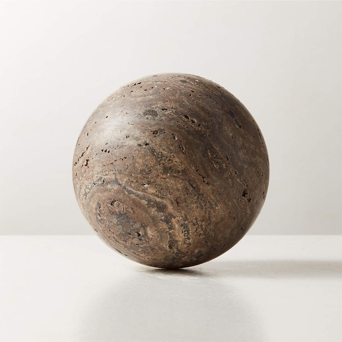 Grey Travertine Decorative Sphere + Reviews | CB2