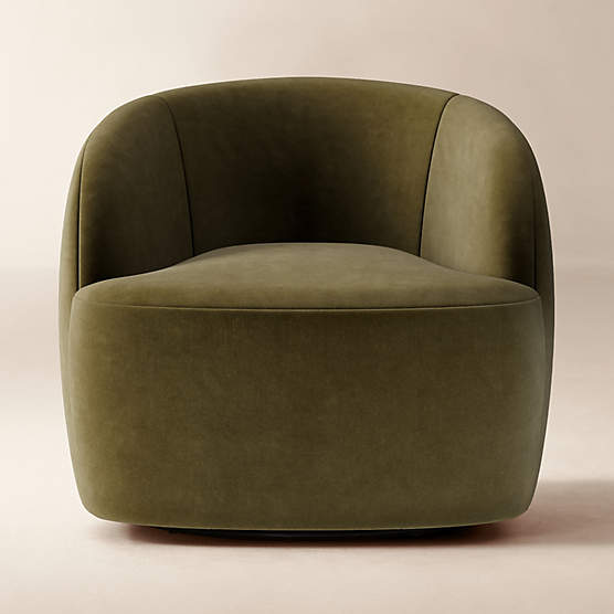 Gwyneth Light Blue Velvet Swivel Chair by goop + Reviews | CB2