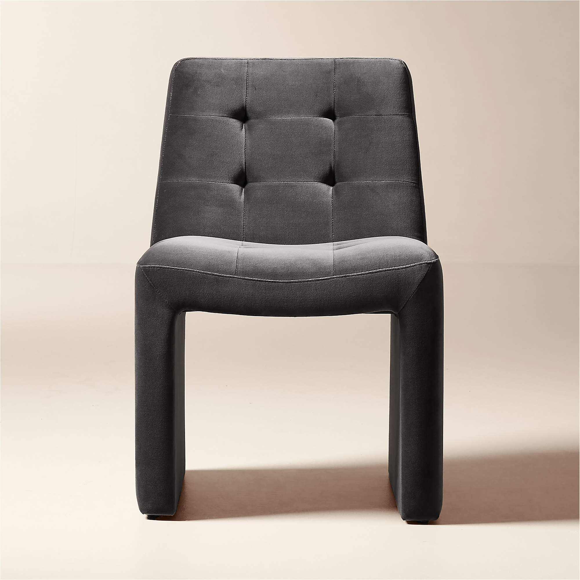 Hank Tufted Charcoal Grey Velvet Dining Chair | CB2
