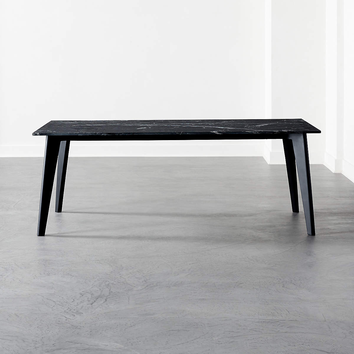 Harper Black Modern Dining Table with Black Marble Top. | CB2