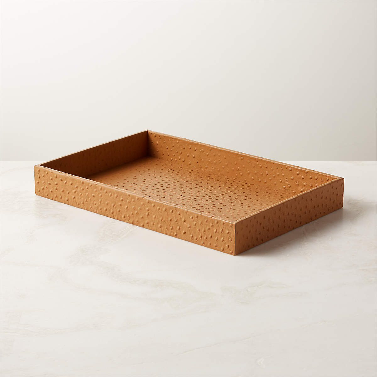 Heath Modern Embossed Leather Tan Tray + Reviews | CB2