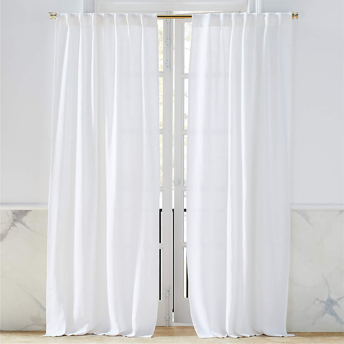 Modern White Linen Sheer Window Curtain Panel 48"x96" + Reviews | CB2