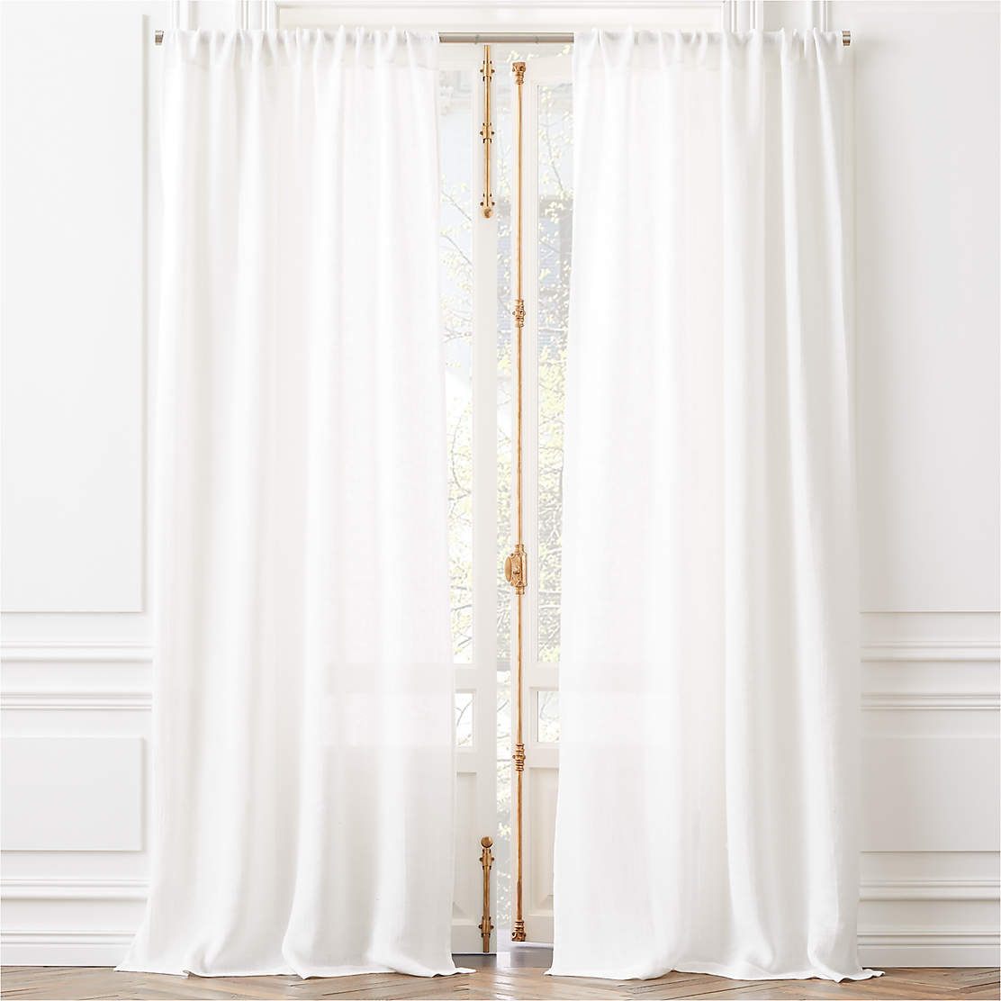 Linen Sheer White Curtain Panel | CB2