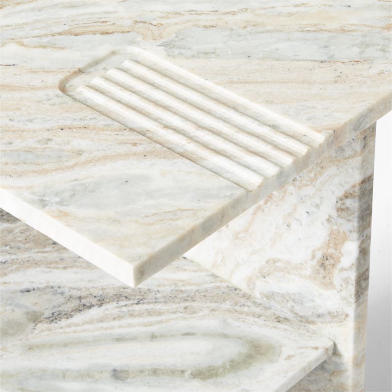 Hera Modern Brown Marble Desk with Shelves + Reviews | CB2