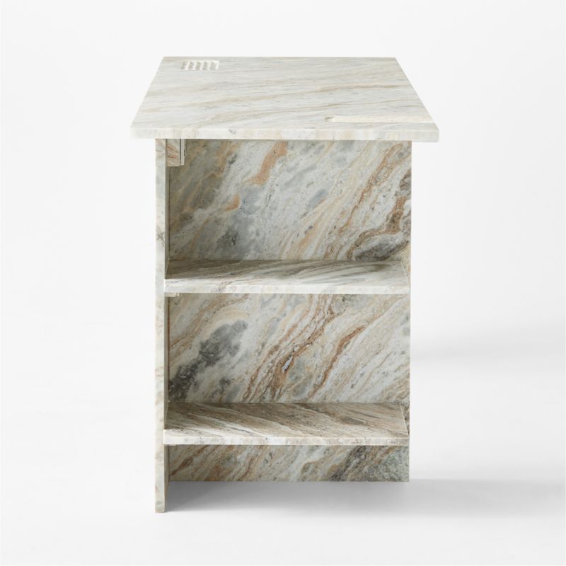 Hera Modern Brown Marble Desk with Shelves + Reviews | CB2