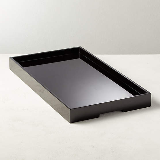 Marq High Gloss White Rectangle Tray + Reviews | CB2