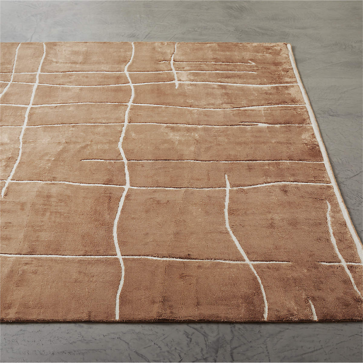 Hogan Handknotted Mocha Viscose Area Rug | CB2