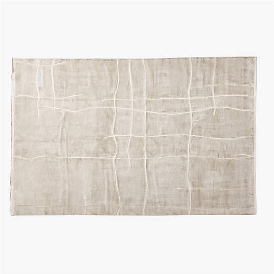 Keen Hand-Knotted White Viscose Area Rug 6'x9' + Reviews | CB2