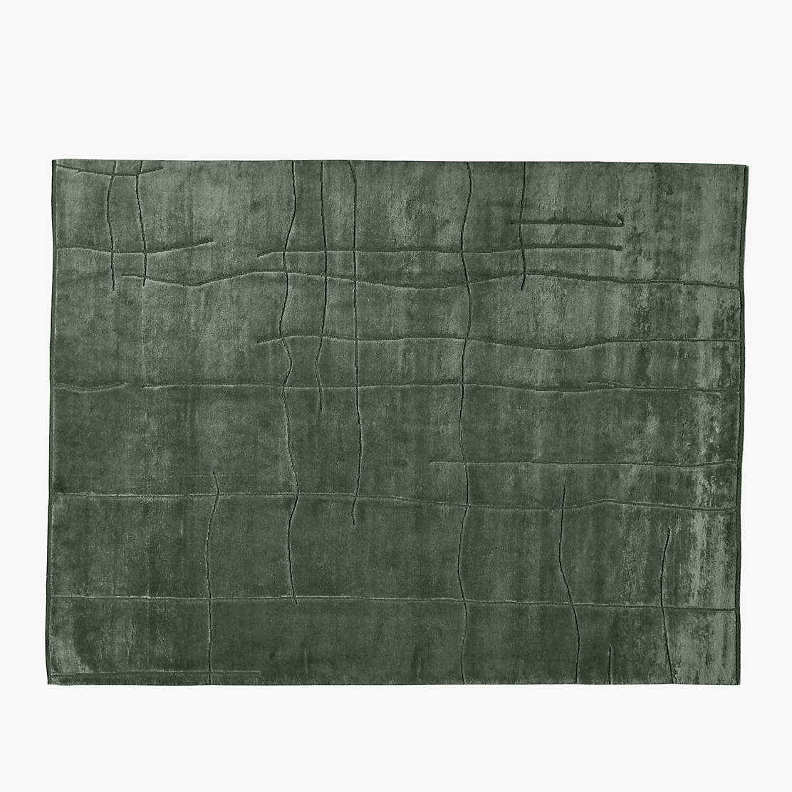 Hogan Hand-Knotted Dark Green Viscose Area Rug 8'x10' + Reviews | CB2