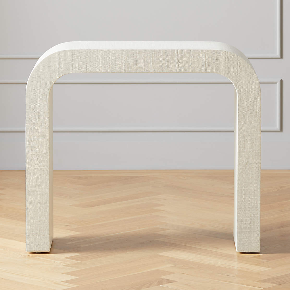 Horseshoe Ivory Lacquered Linen Modern Side Table + Reviews | CB2