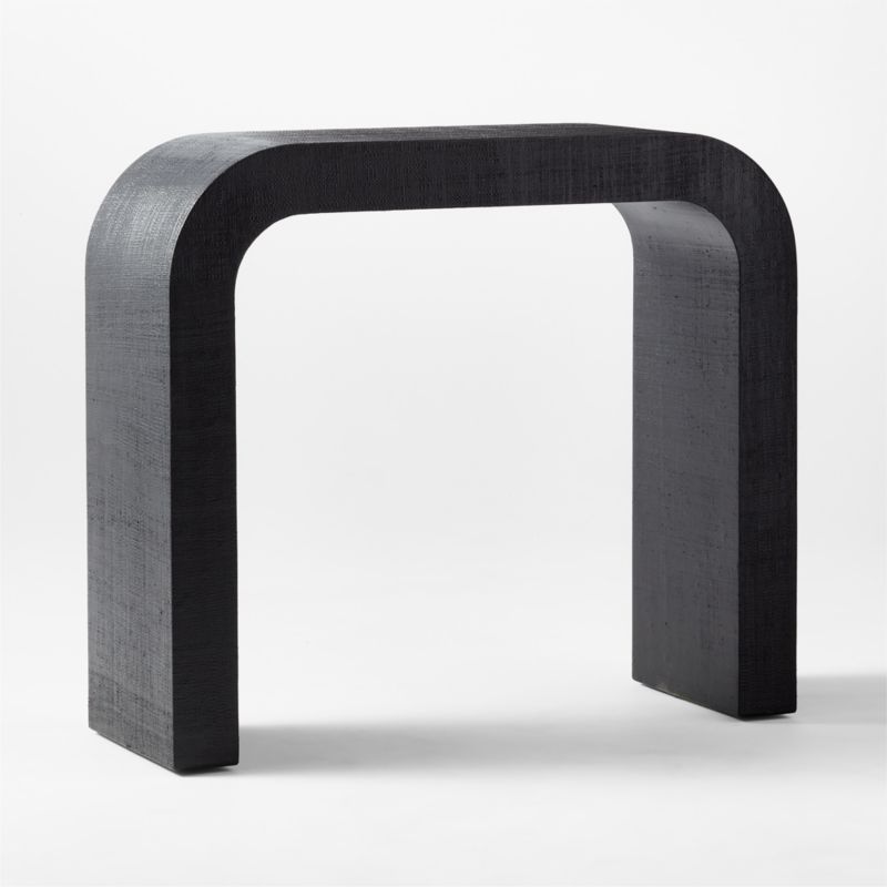 Horseshoe 36" Black Lacquered Linen Console Table + Reviews | CB2