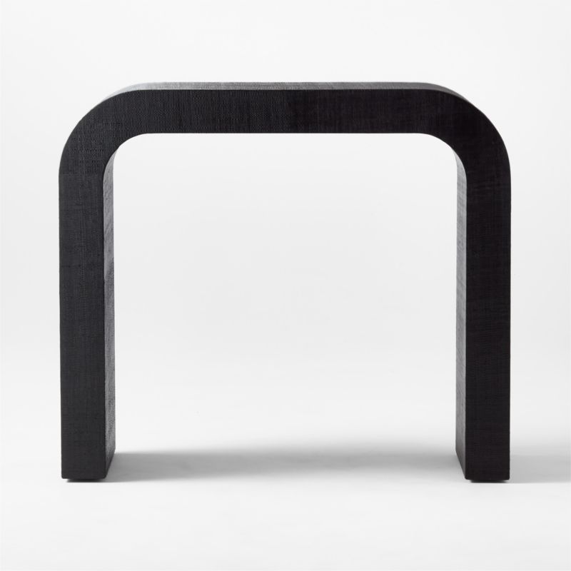 Horseshoe 36" Black Lacquered Linen Console Table + Reviews | CB2