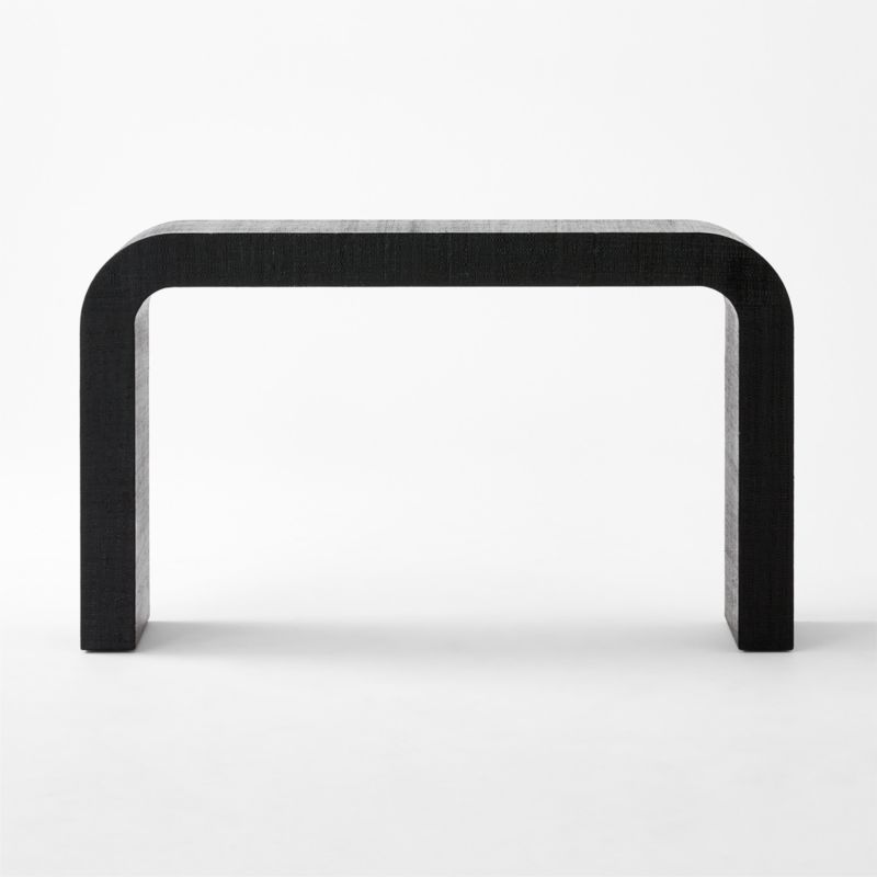 Horseshoe 52" Black Lacquered Linen Console Table + Reviews | CB2