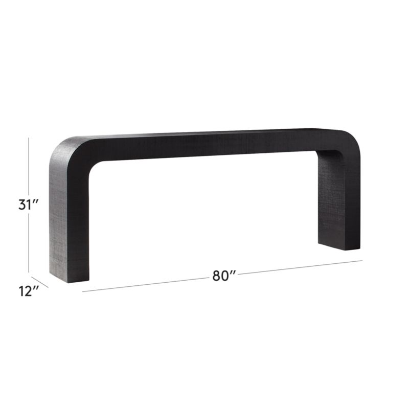 Horseshoe Black Lacquered Linen Console Table 80'' + Reviews | CB2