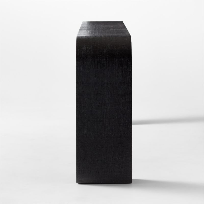 Horseshoe Black Lacquered Linen Console Table 80'' + Reviews | CB2