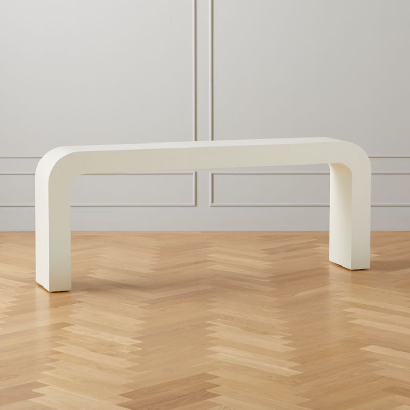 Horseshoe 80" Ivory Lacquered Linen Console Table + Reviews | CB2