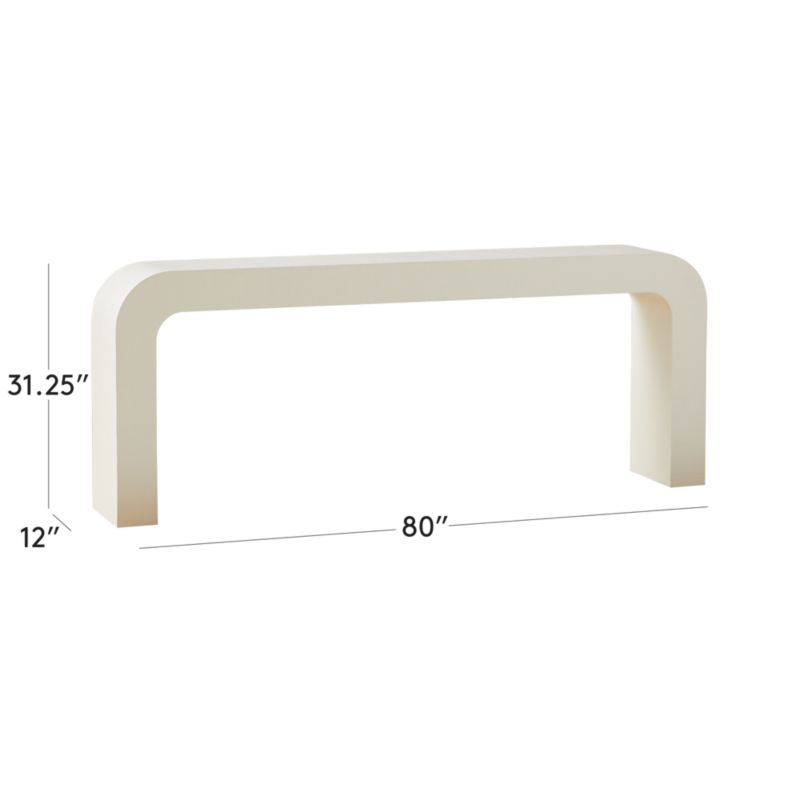 Horseshoe 80" Ivory Lacquered Linen Console Table + Reviews | CB2