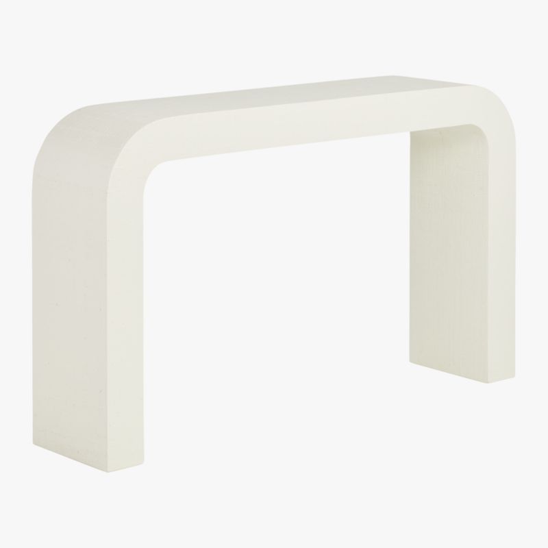 Horseshoe 52" Ivory Lacquered Linen Console Table + Reviews | CB2