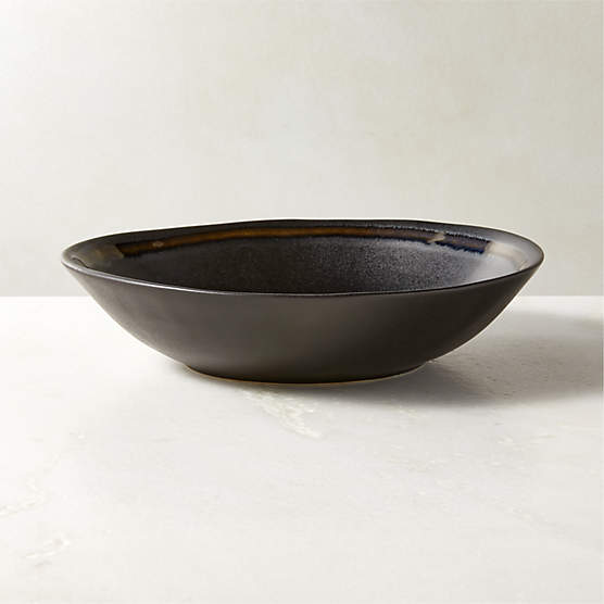 Pebble Modern Matte Black Melamine Salad Bowl + Reviews | CB2