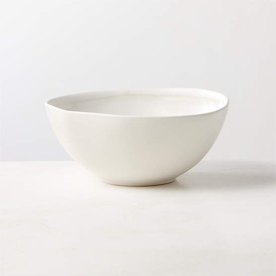 Hyacinth White Serving Bowl With Reactive Glaze + Reviews | CB2