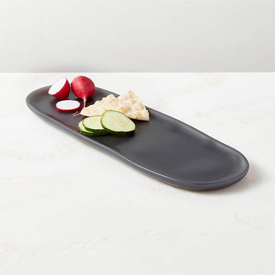 Mori Rectangular Matte Black Serving Platter Large + Reviews | CB2