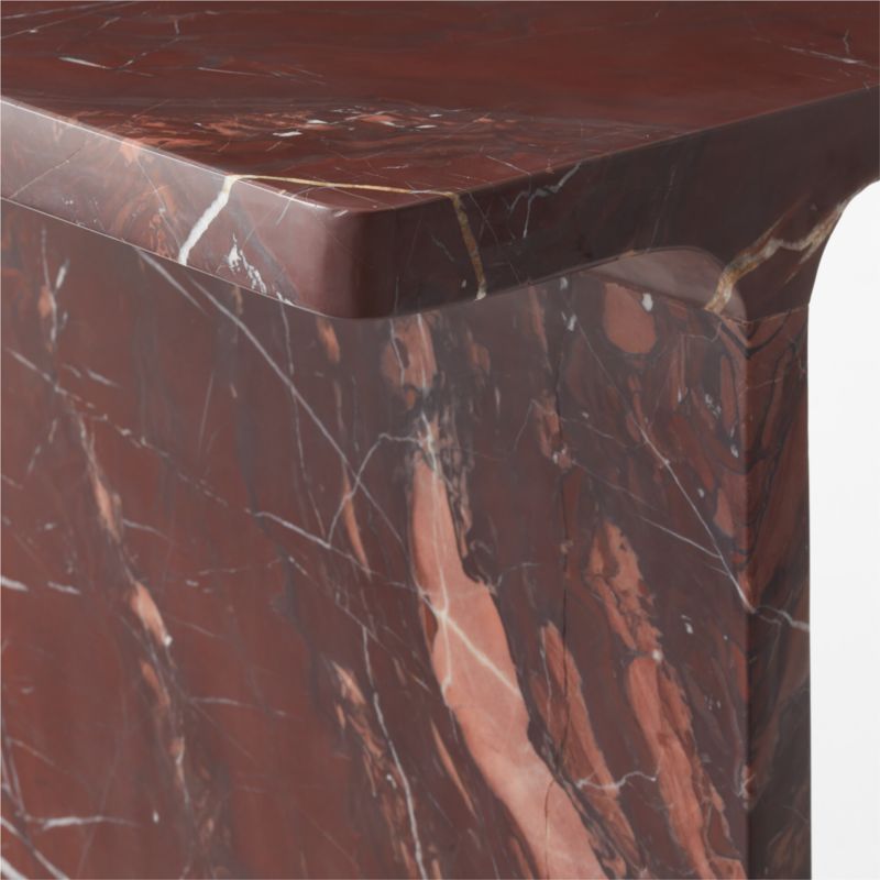 I Beam Red Marble Side Table + Reviews | CB2
