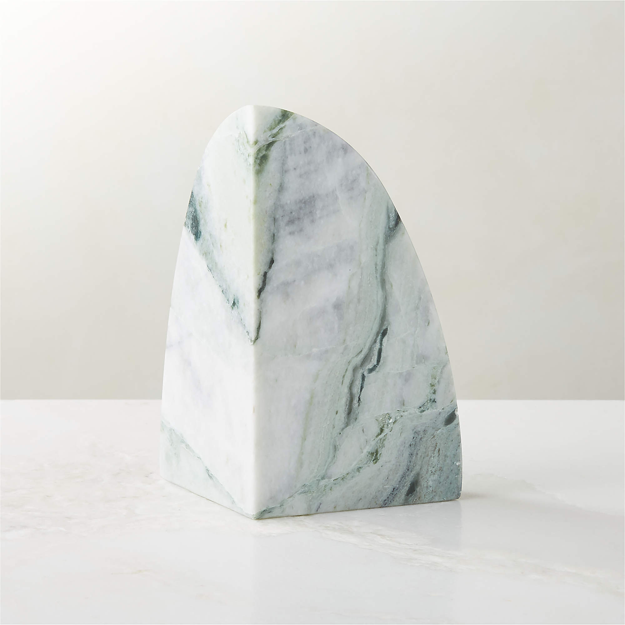 Ice Modern Green Marble Bookend + Reviews | CB2