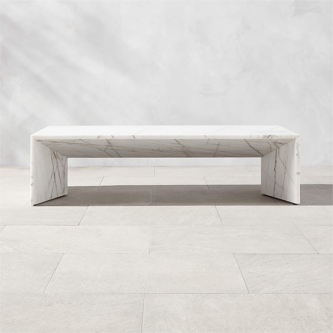 Ilise Modern White Marble Outdoor Side Table + Reviews | CB2