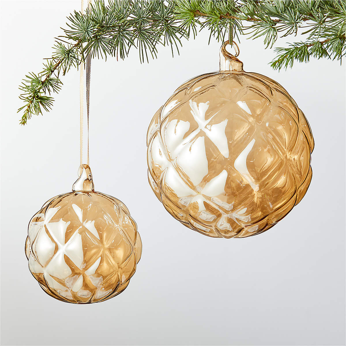 Illusion Amber Christmas Tree Ornaments | CB2