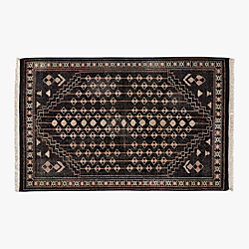 Inaz Modern Hand-Knotted Black Wool Runner Rug 2.5'x8' | CB2