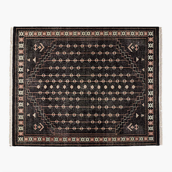 Inaz Modern Hand-Knotted Black Wool Runner Rug 2.5'x8' + Reviews | CB2