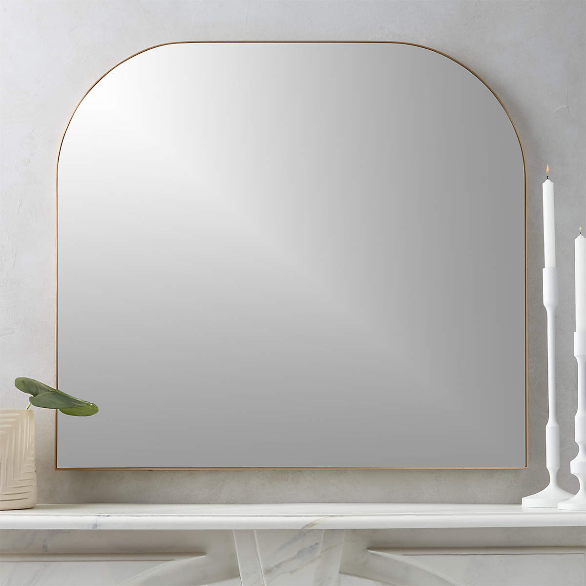 Infinity Brass Mantel Wall Mirror 42"x37" + Reviews | CB2 Canada