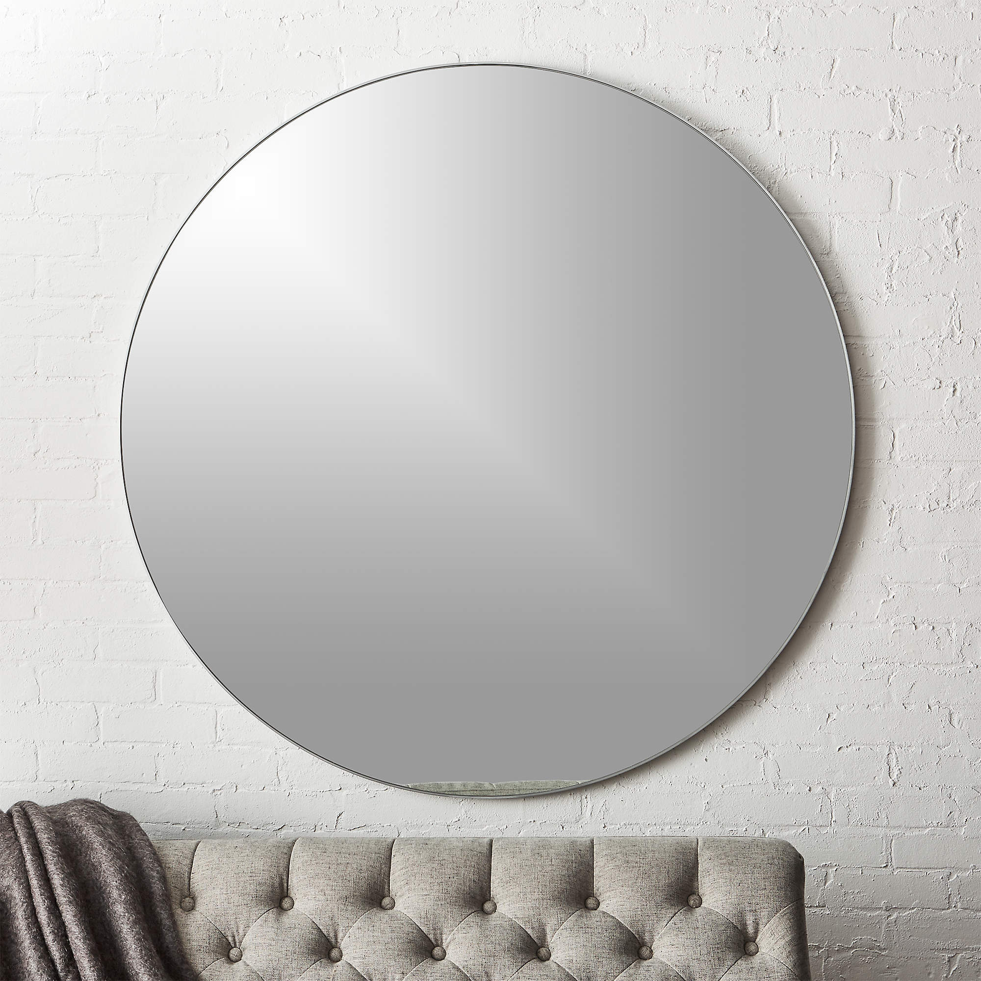 Infinity Silver Round Wall Mirror 48" + Reviews | CB2