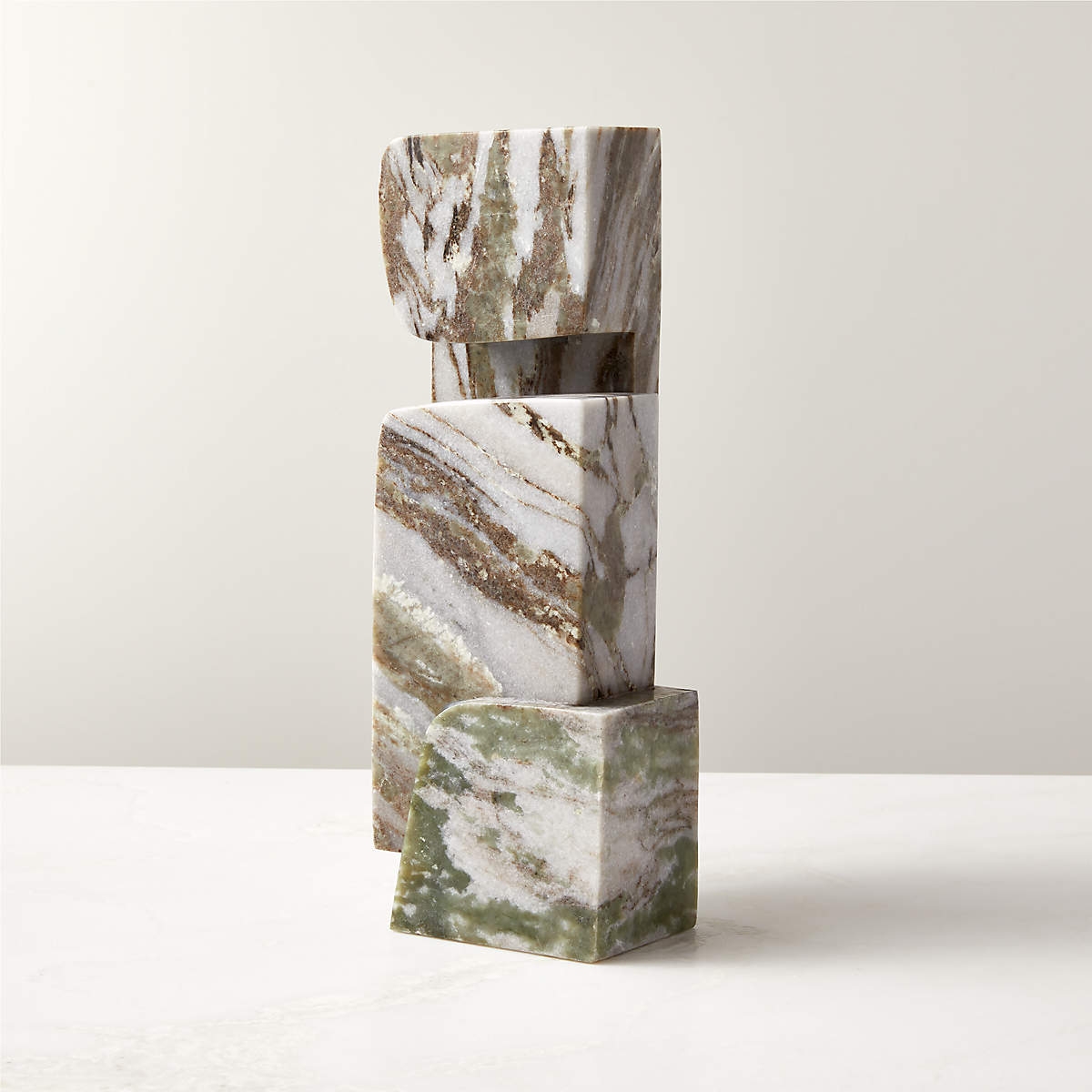 Ionic Modern Beige Marble Sculpture + Reviews | CB2