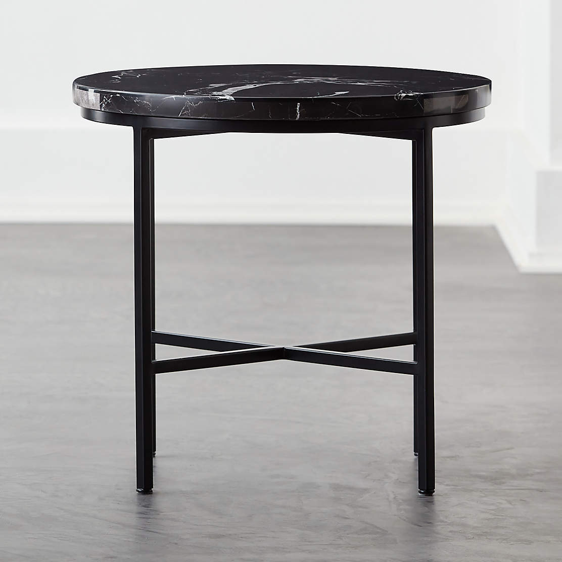 I Beam Black Marble Modern Side Table + Reviews | CB2 Canada