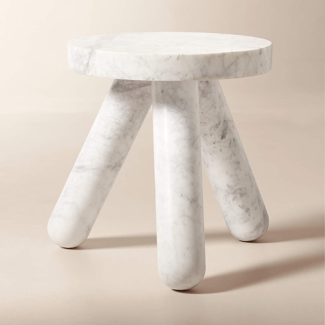 T Tall Marble Side Table + Reviews | CB2